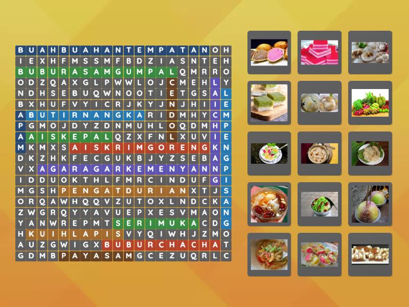 Contoh Hidangan Pencuci Mulut Tempatan - Wordsearch