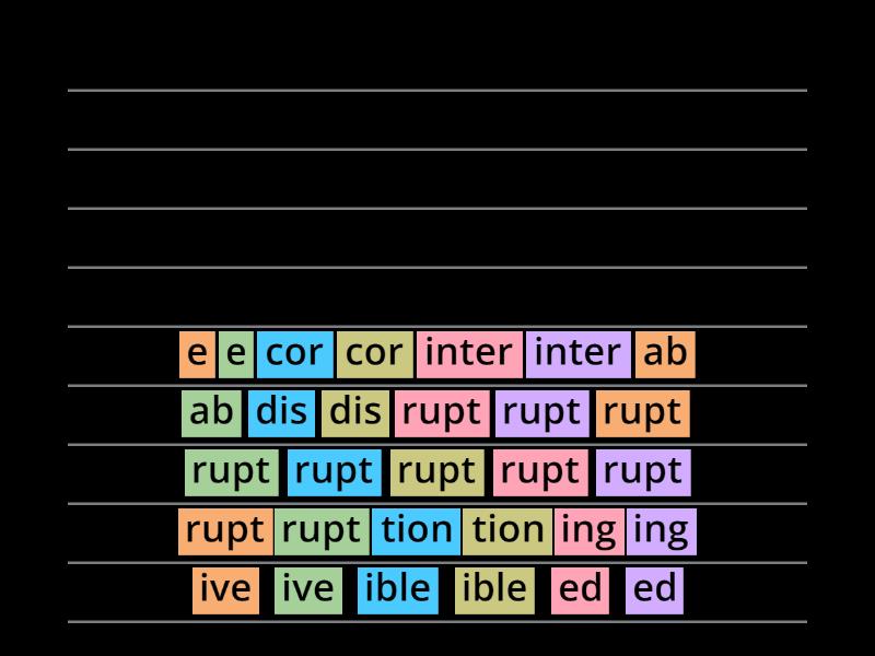 Word Building: Base Word 'rupt' - Word magnets