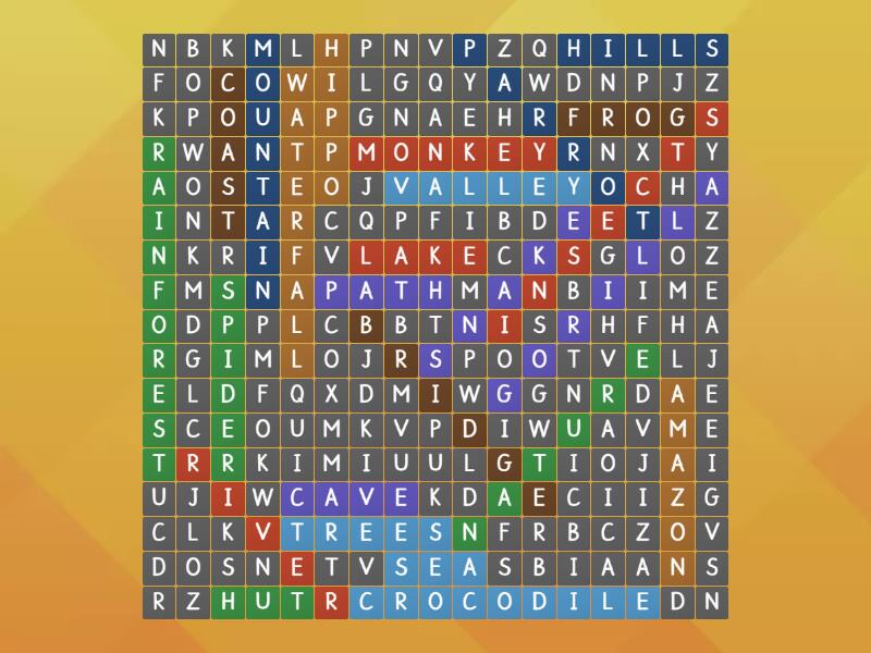 Rainforest - Sopa de letras