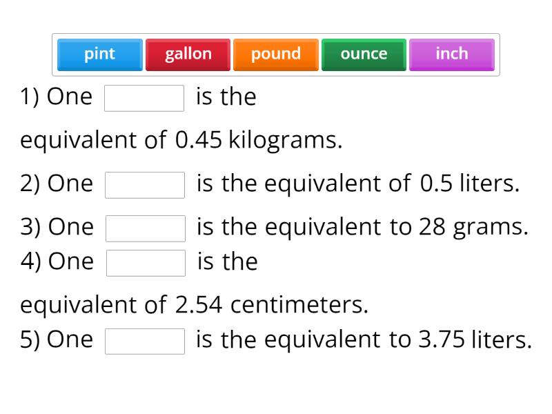 Metric system in the US - Complete the sentence