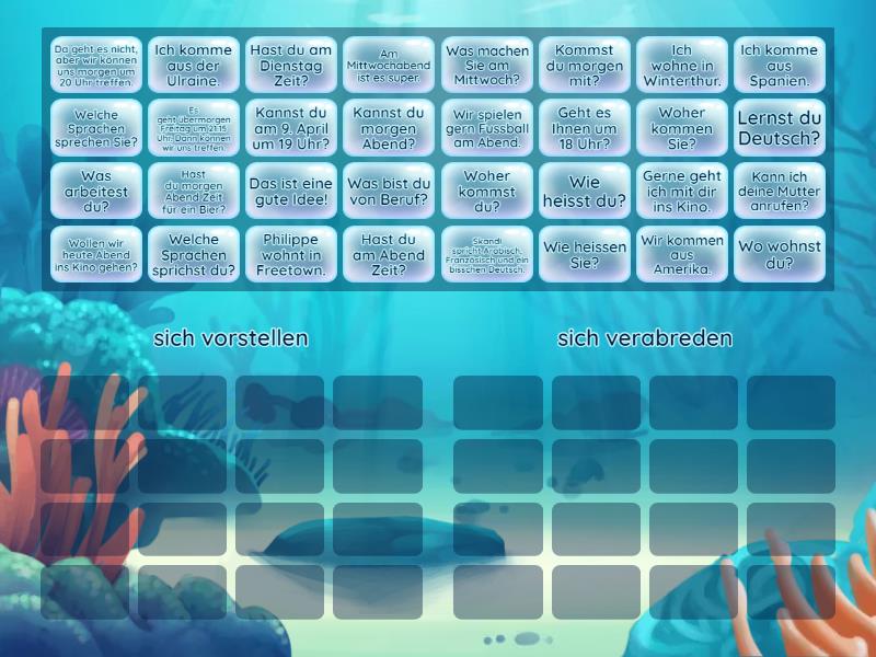 Redemittel - sich vorstellen + sich verabreden - Group sort