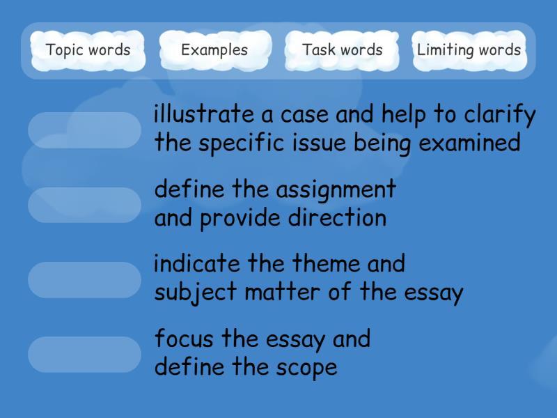 Analysing an essay question - Match up