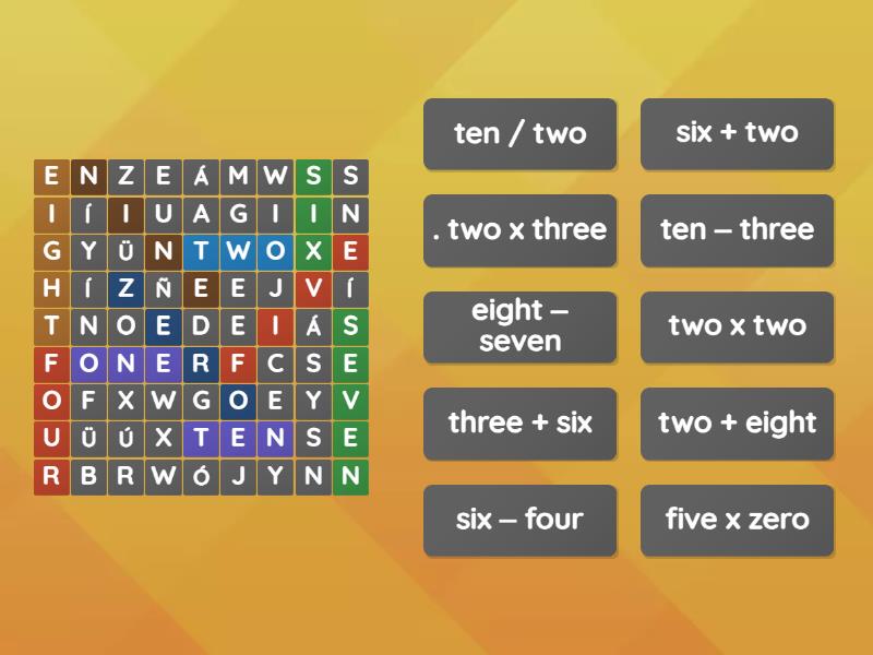 Discover the correct answers - Wordsearch