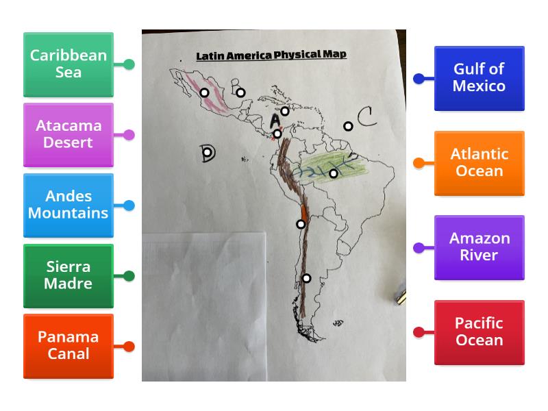 Latin American Physical Features - Labelled diagram
