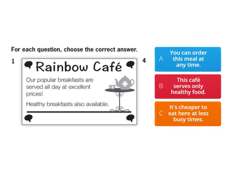 KET - Reading - Part 1 - Quiz