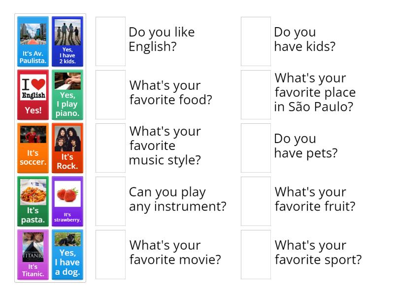 Questions to get to know your classmate! - Match up