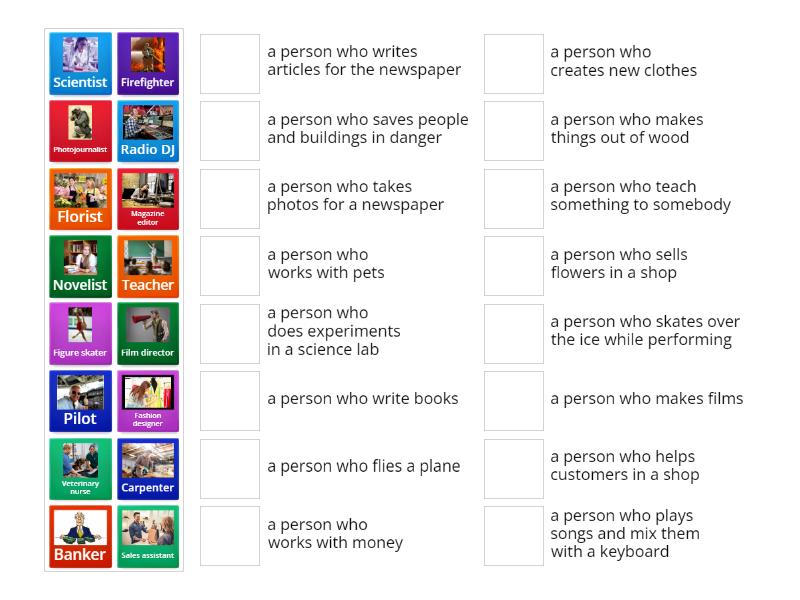 Match the job to the definition - Match up