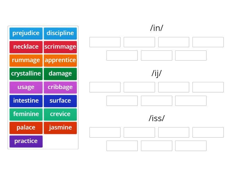 6.11 Silent -E UNITS - ICE/ACE/INE/AGE only - Group sort