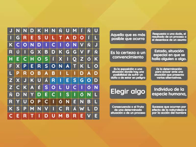 Toma de decisiones - Sopa de letras