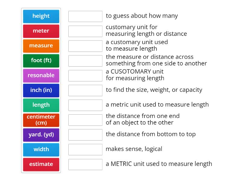 Math Vocabulary- NC2.MD.1 - Match up