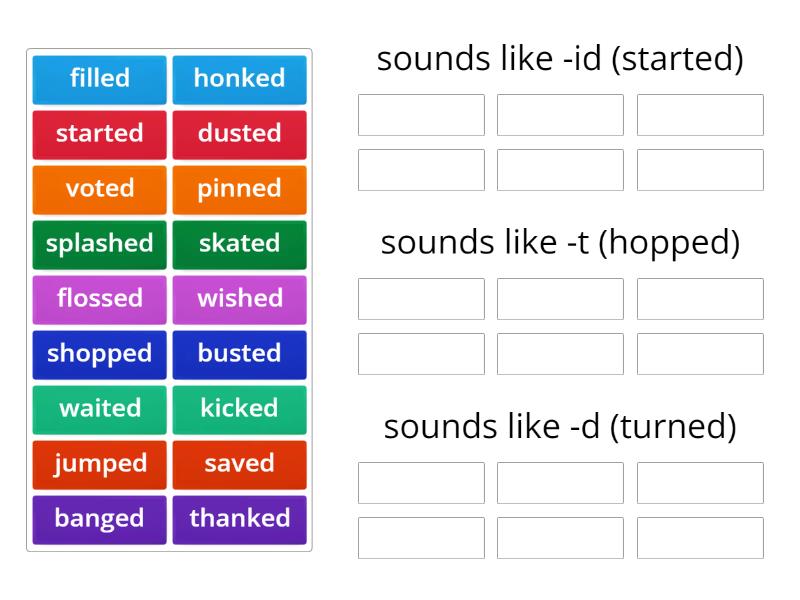Inflectional Ending Sort (-ed) - Group sort
