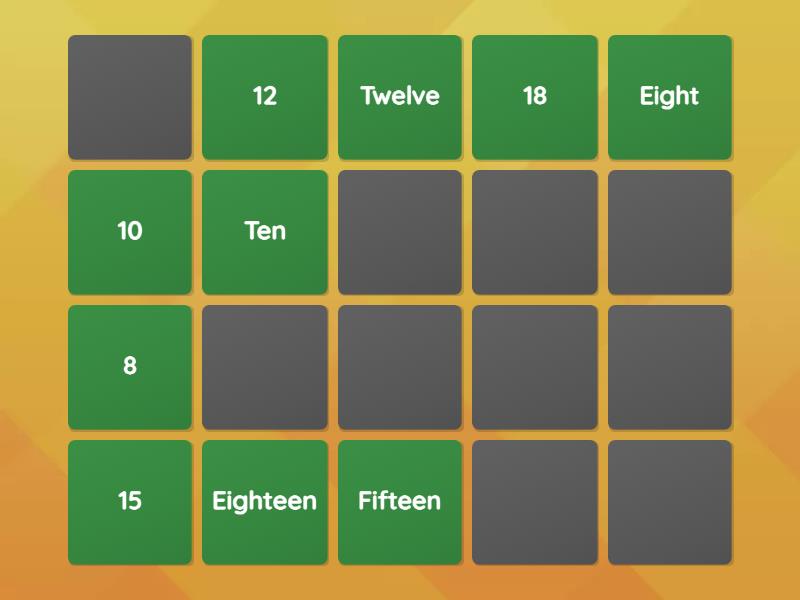 Numbers from 1 to 20 - Combine os pares
