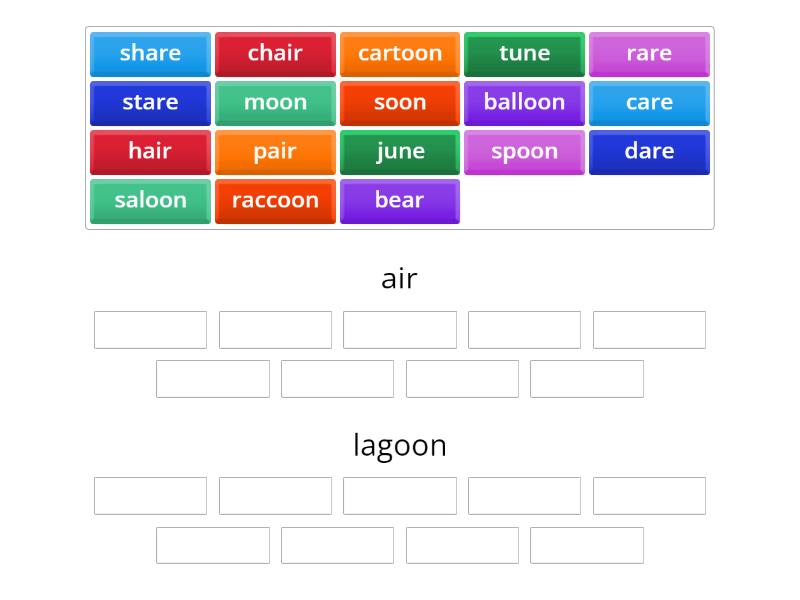 Rhyming Word Sorting Game - Group sort