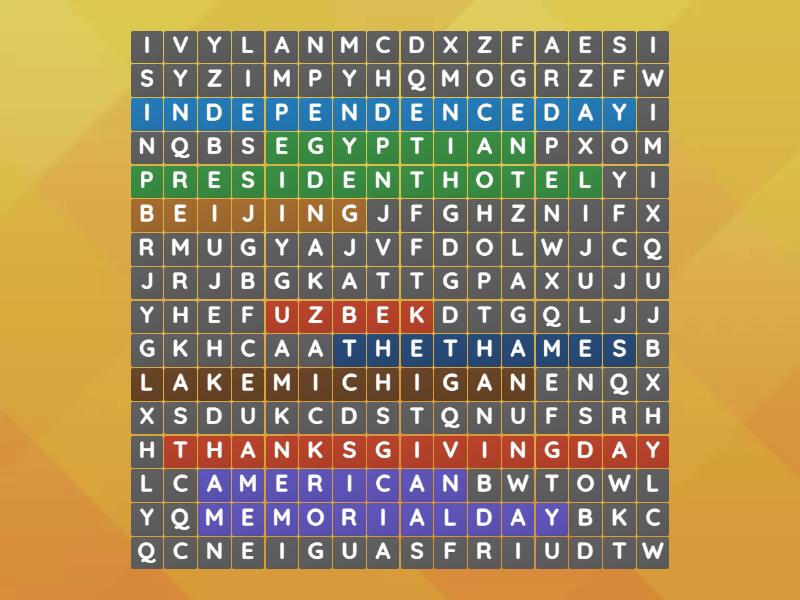 Proper Nouns - Wordsearch