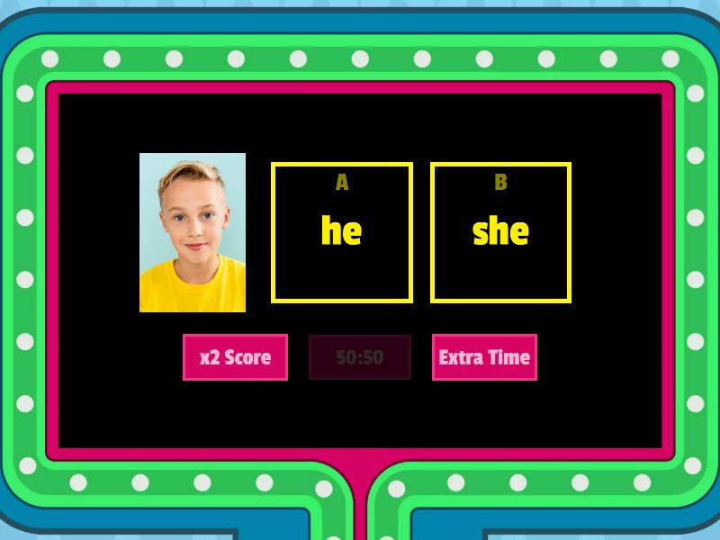Review Pronouns and descriptions - Gameshow quiz