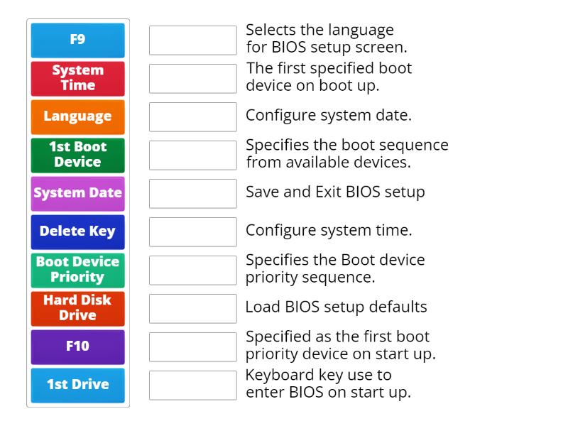 Q3 Activity 4: Configure BIOS Setup - Match up
