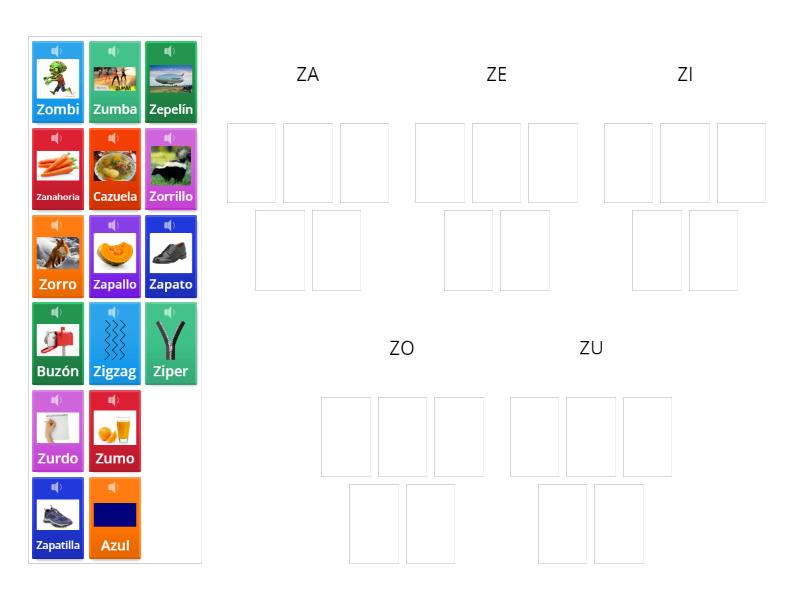 1.- OPG: PALABRA + IMAGEN - ZA ZE ZI ZO ZU - Group sort