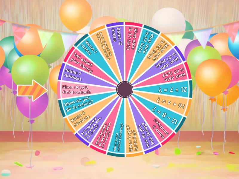 Revise emotions, numbers, calendar, colors, family and animals - Roleta ...