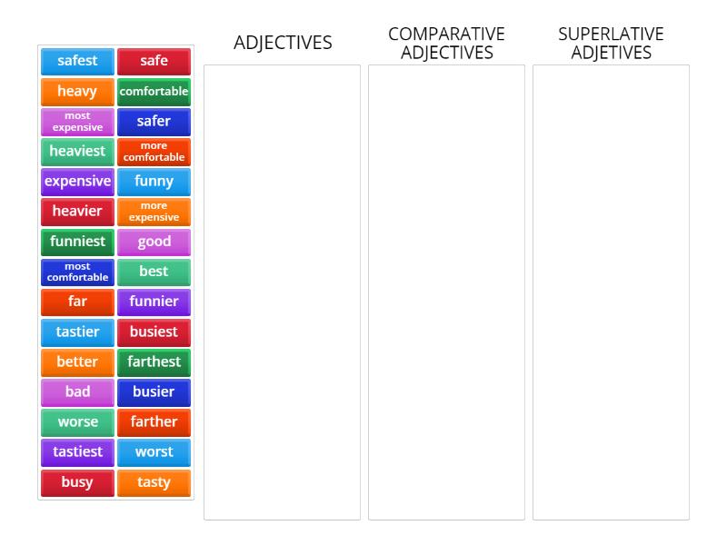 Adjectives, Comparative and Superlative - Categorize