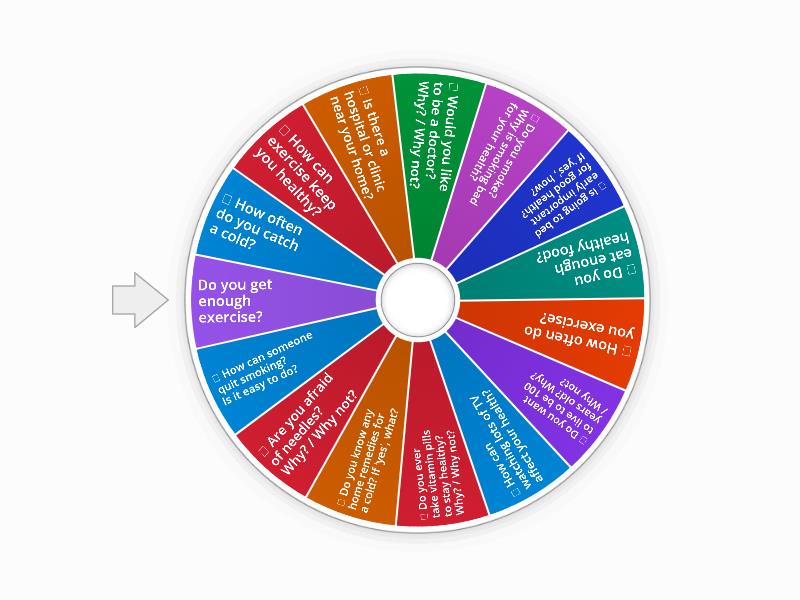 Health and Illness - speaking - Spin the wheel