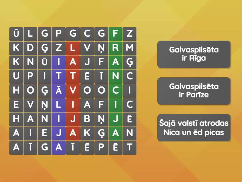 Valstis - Wordsearch