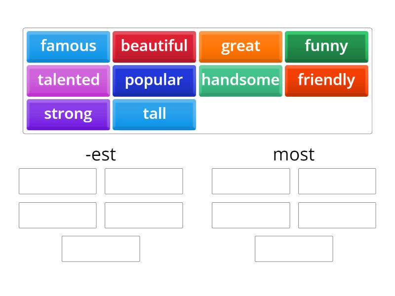 Superlatives with -est and most - Group sort