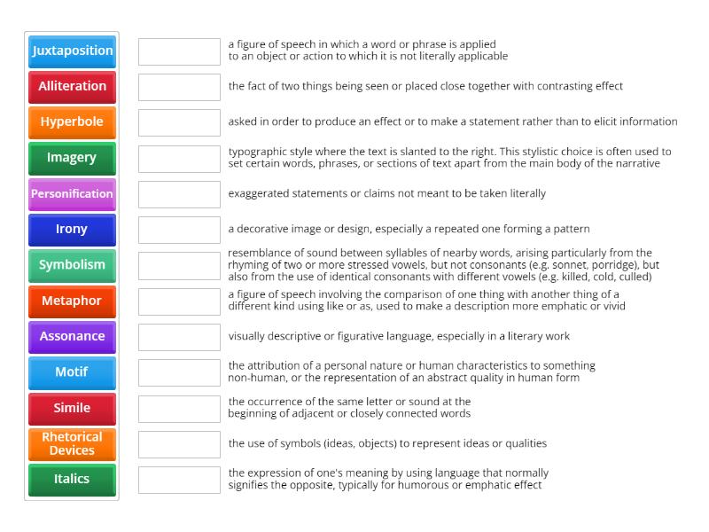 Definitions of Aesthetic Features and Stylistic Devices - Une las parejas