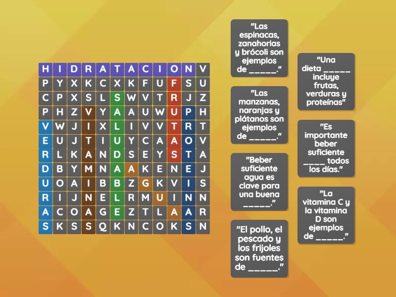 NUTRICIÓN - Sopa de letras