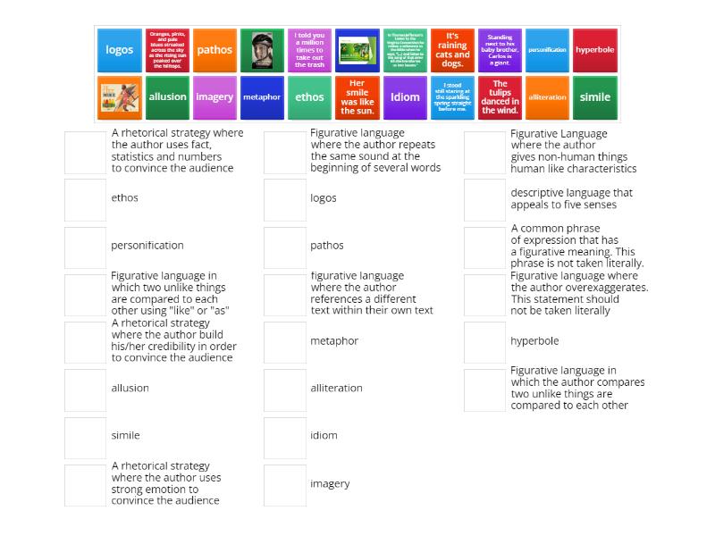 figurative language and rhetorical devices - Match up