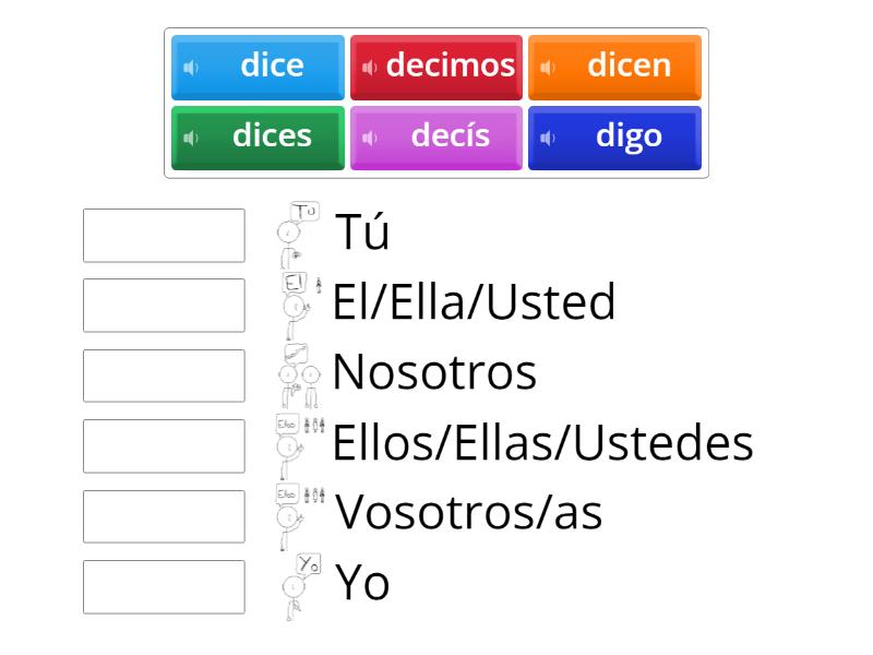 CONJUGACION VERBO DECIR PRESENTE - Match up