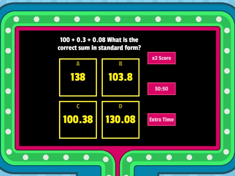 Decimal Place Value - Gameshow quiz
