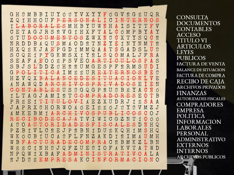 ACCESO Y CONSULTAS DE LOS DOCUMENTOS - Sopa de letras - Wordsearch