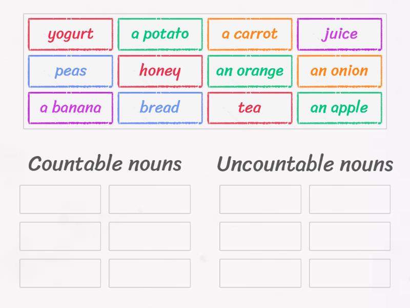 4th form. Countable/ uncountable. - Group sort