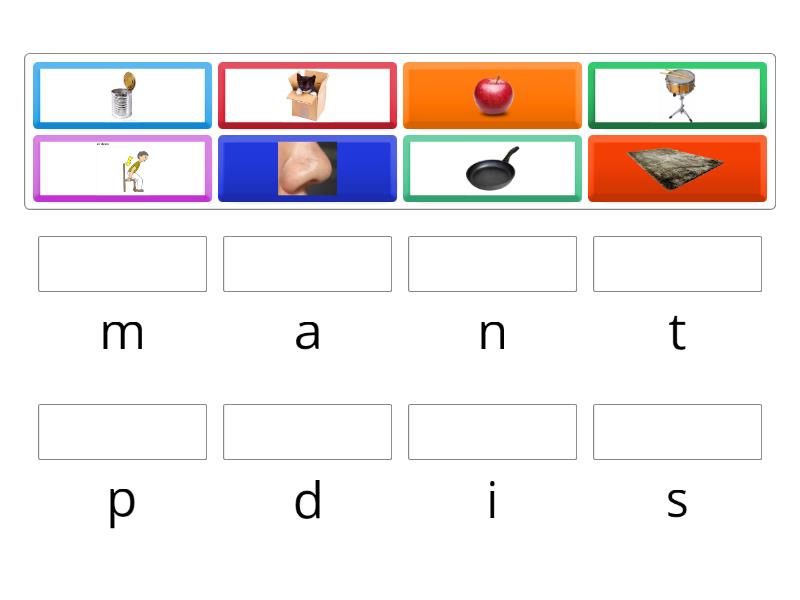Phonics Sounds s a t p i n m d - Match up