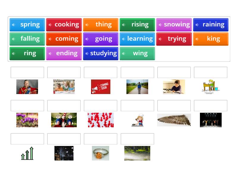 Phonics Practice: -ing endings (practice 1) - Match up