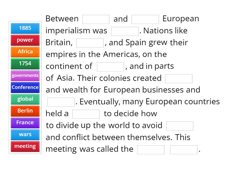 European Imperialism - Complete the sentence