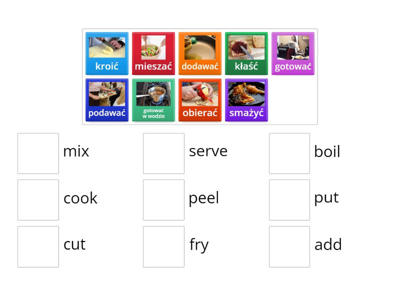 Junior Explorer 4 Unit 5 cooking verbs - Match up