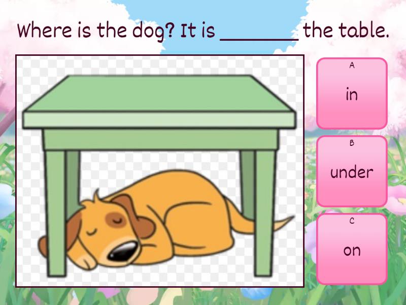 Prepositions in-on-under - Quiz