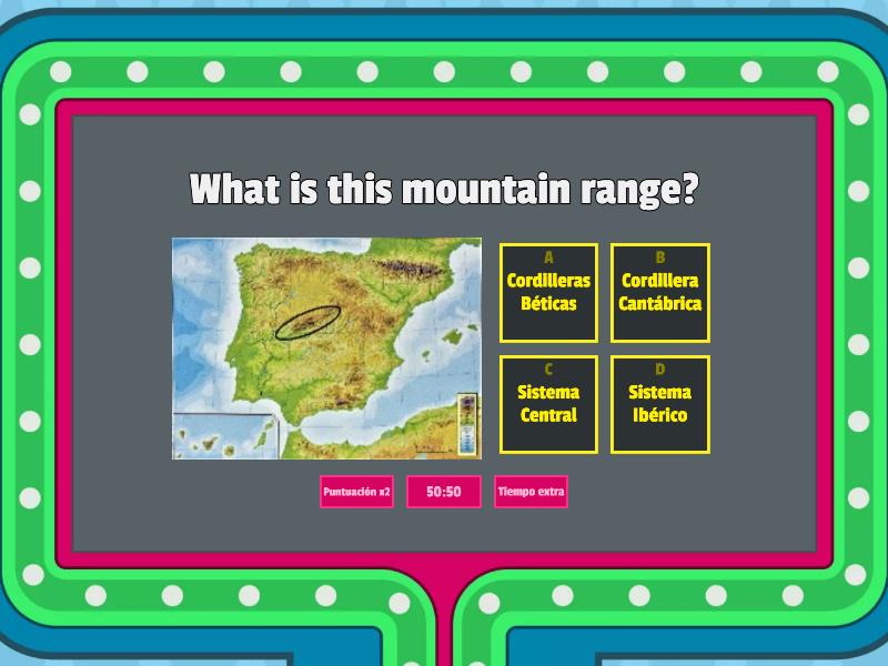 Mountain ranges and rivers in Spain 4th grade - Gameshow quiz