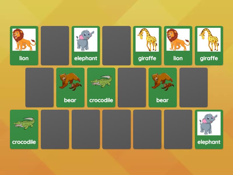 zoo animals - Matching pairs