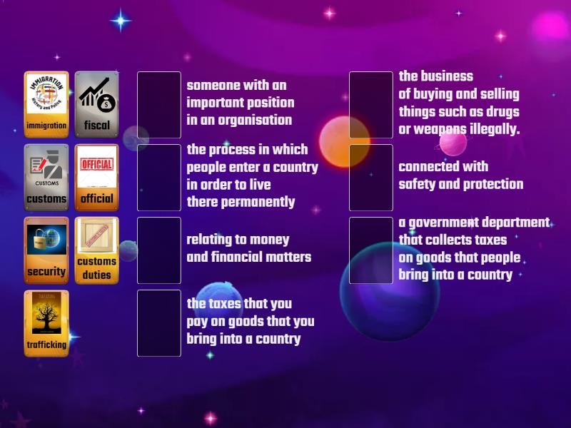 Customs. Match the words or phrases to their definitions - Une las parejas