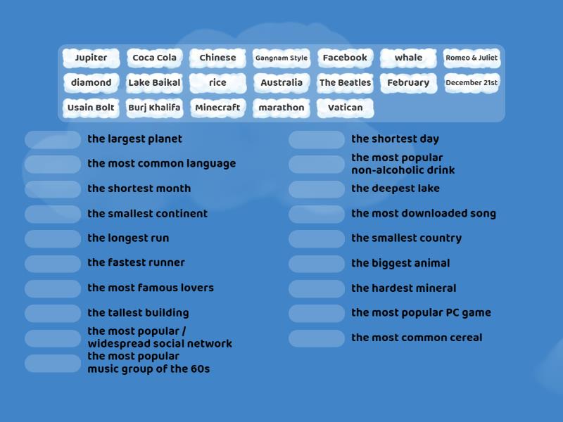 SUPERLATIVES GAME - Match up