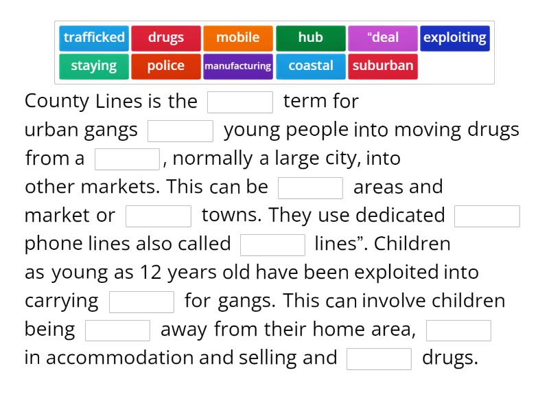 County Lines - Complete the sentence