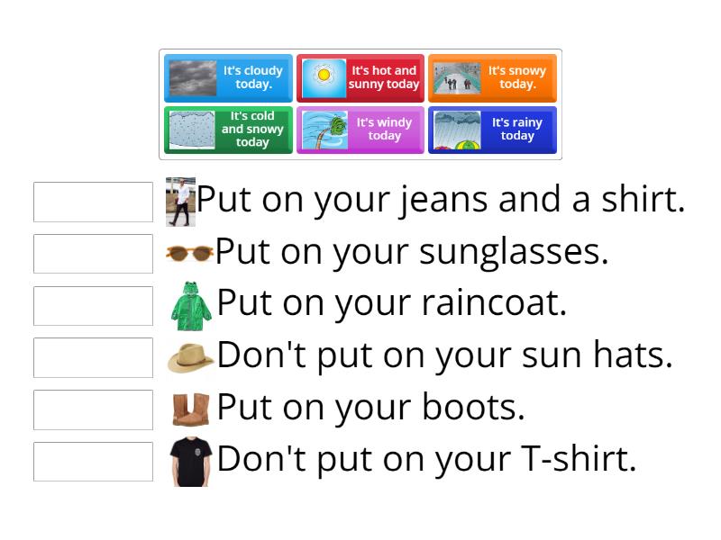 Put on / Don't put on - Match up