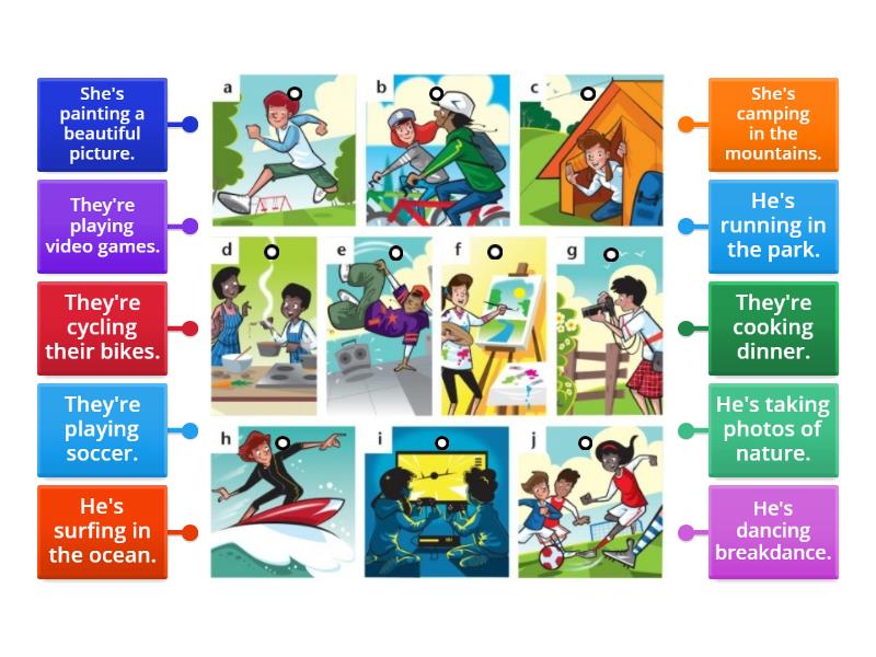 Present Continuous Match 2 - Labelled diagram