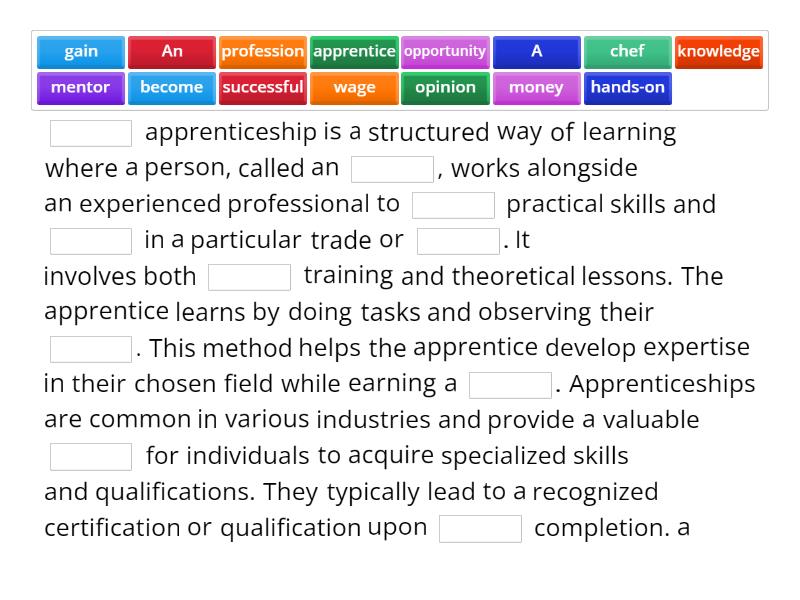 Apprenticeship - Missing word