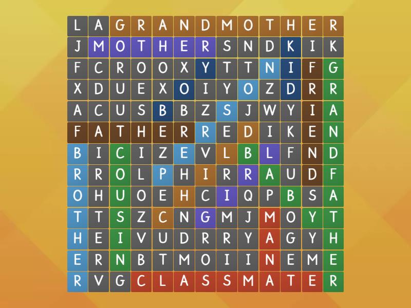 FAMILY AND FRIENDS - STARTERS - Wordsearch