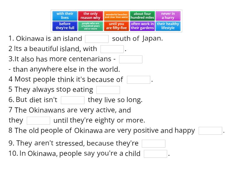 EF The Island of Okinawa - Complete the sentence