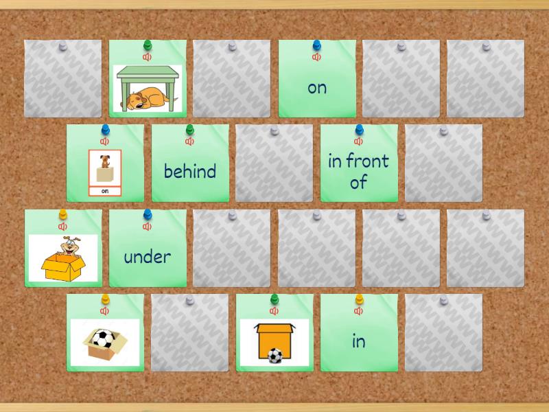 Prepositions of Place - Matching pairs