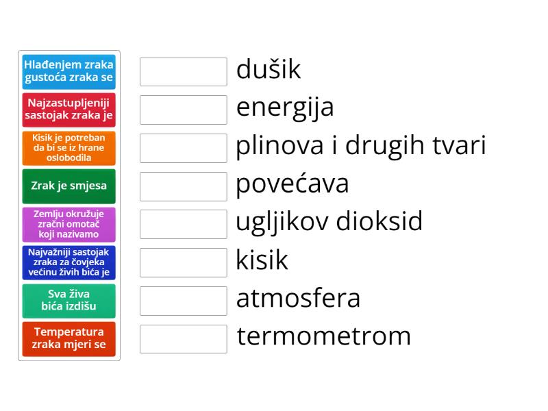 Svojstva zraka I. - Match up